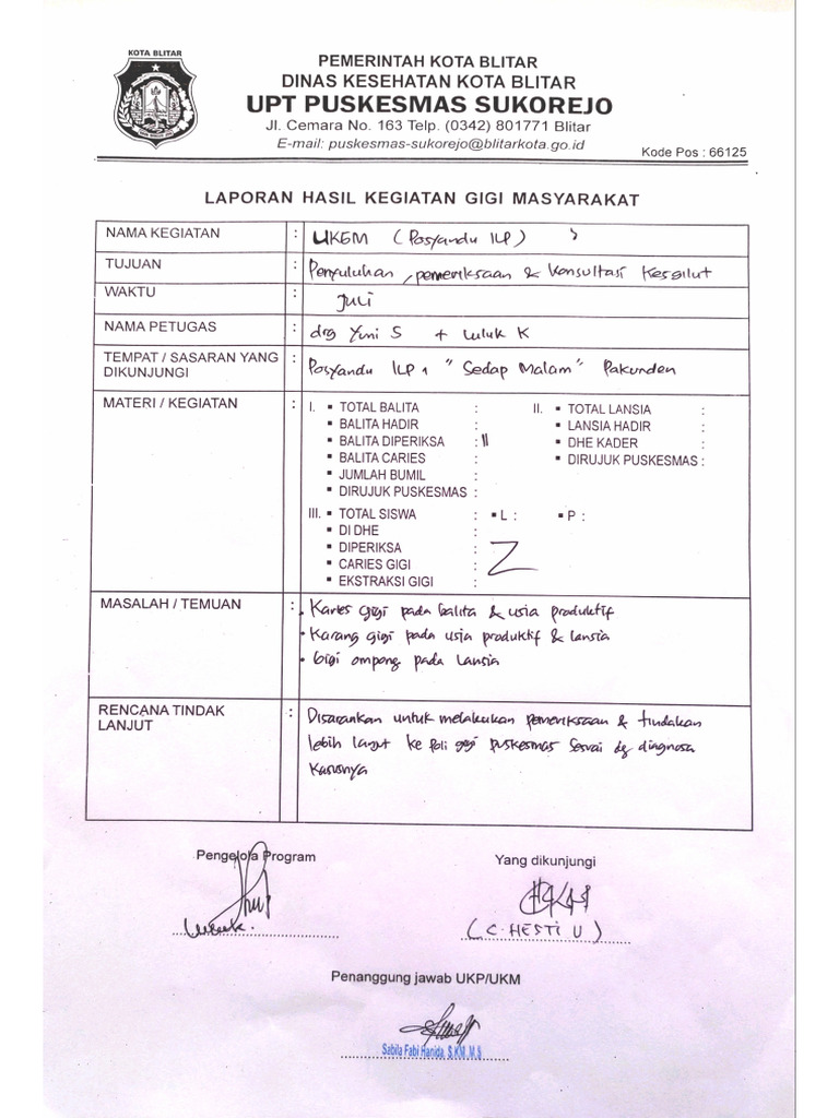 Laporan Ukgm (Posyandu Ilp) Juli 25 | PDF