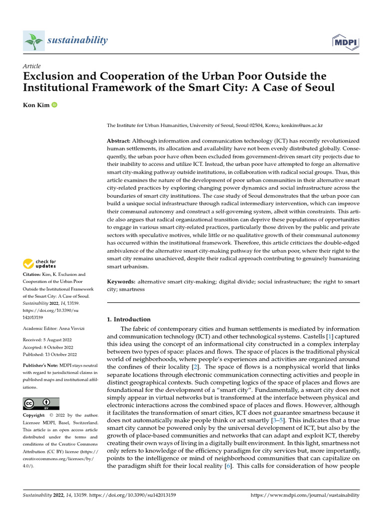 Exclusion and Cooperation of the Urban Poor Outside the Institutional ...