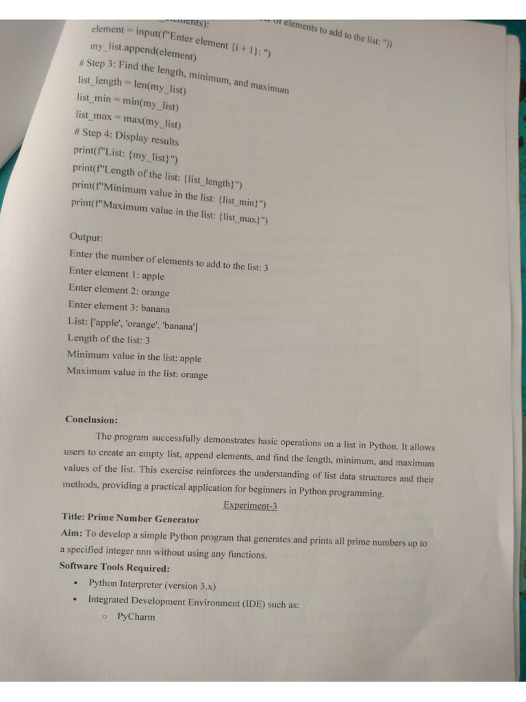 Python Lab Exp 3 and 4 | PDF