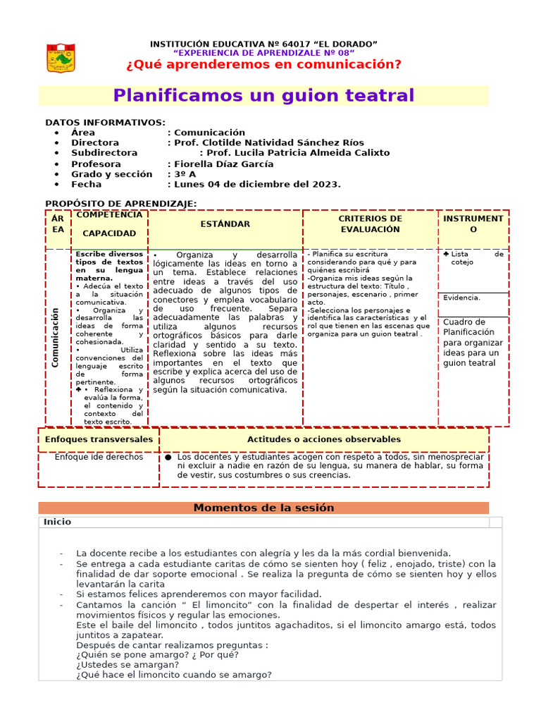 Planificamos Un Guion Teatral | PDF | Escritura