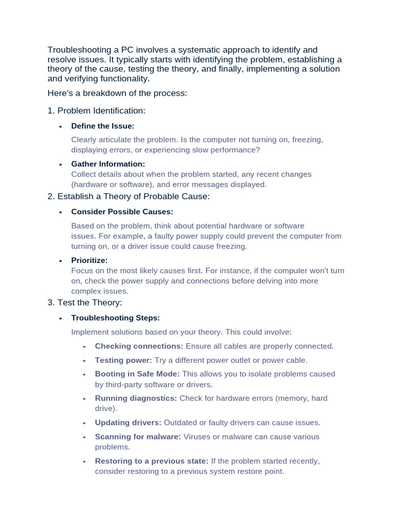 Systematic PC Troubleshooting Guide | PDF | Booting | Troubleshooting