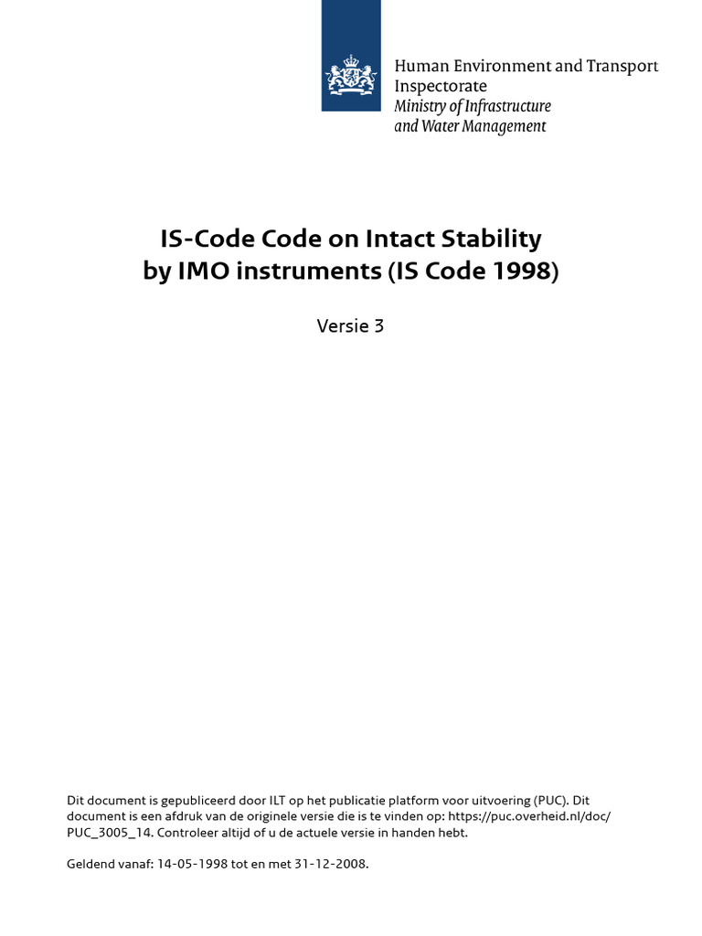 Is-Code Code On Intact Stability by IMO Instruments (Is Code 1998 ...