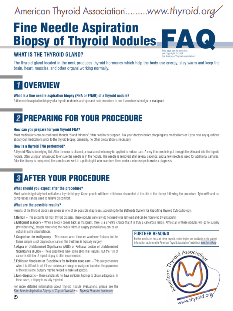FNA Biopsy Thyroid Nodules Faq | PDF | Biopsy | Thyroid