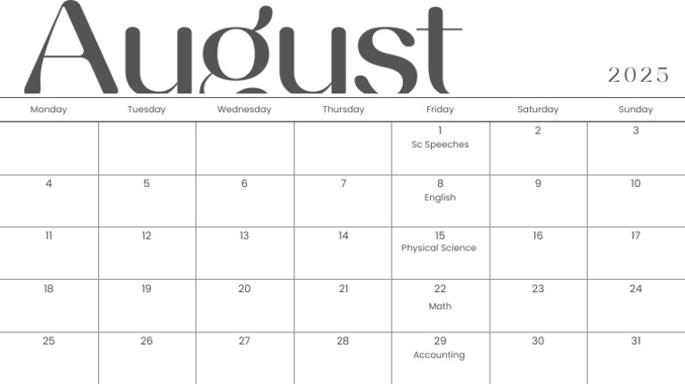 August Calendar PDF | PDF
