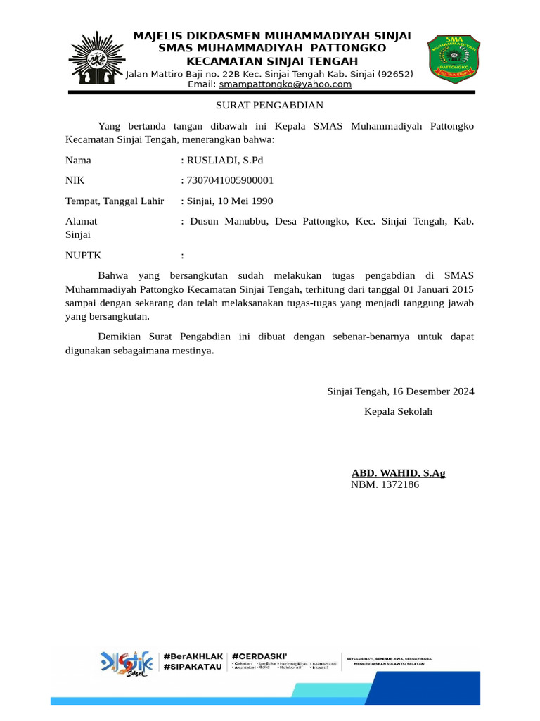 Surat Pengabdian | PDF