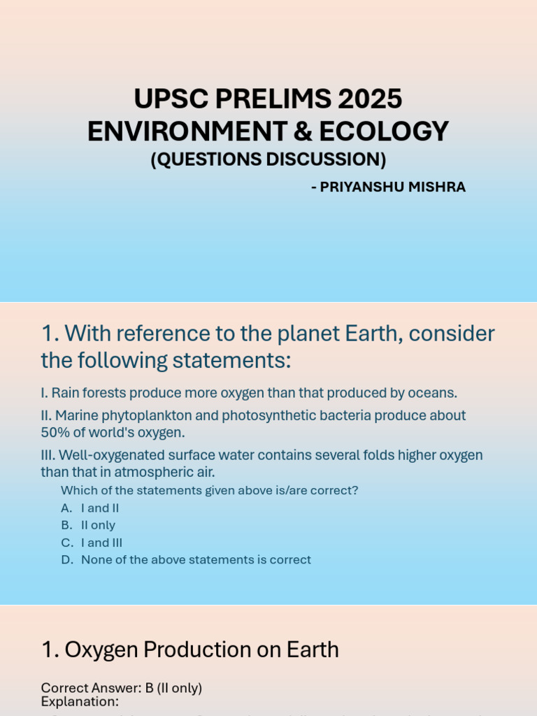 UPSC 2025 Environment Questions Overview | PDF | Cement | Adsorption