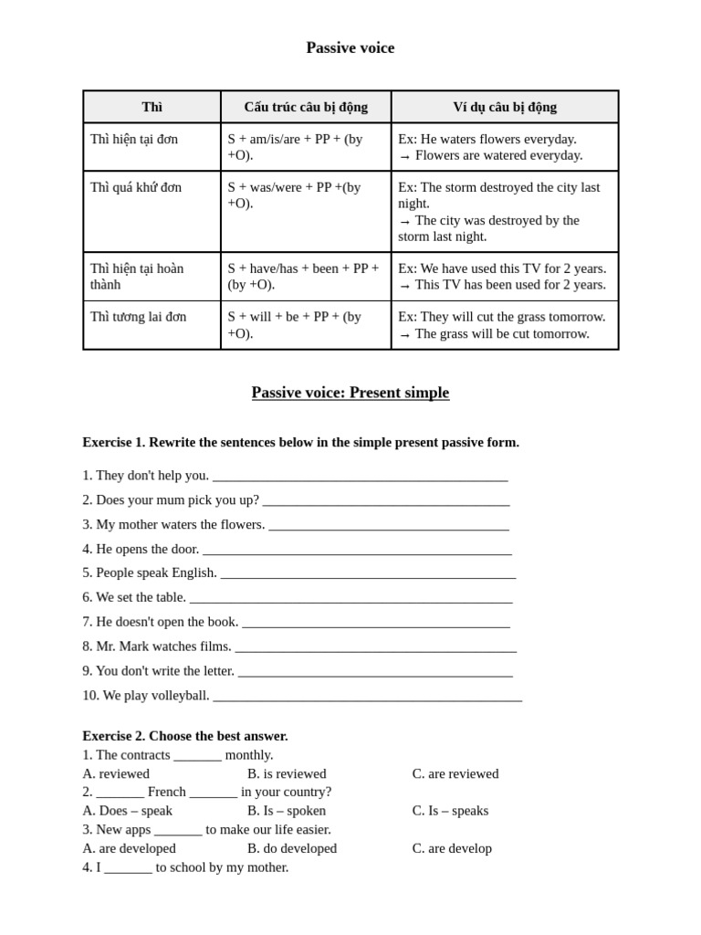 Passive Voice - Present Simple | PDF