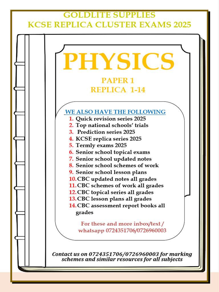 KCSE 2025 Physics Paper 1 Replica Exam | PDF | Heat | Visual Cortex