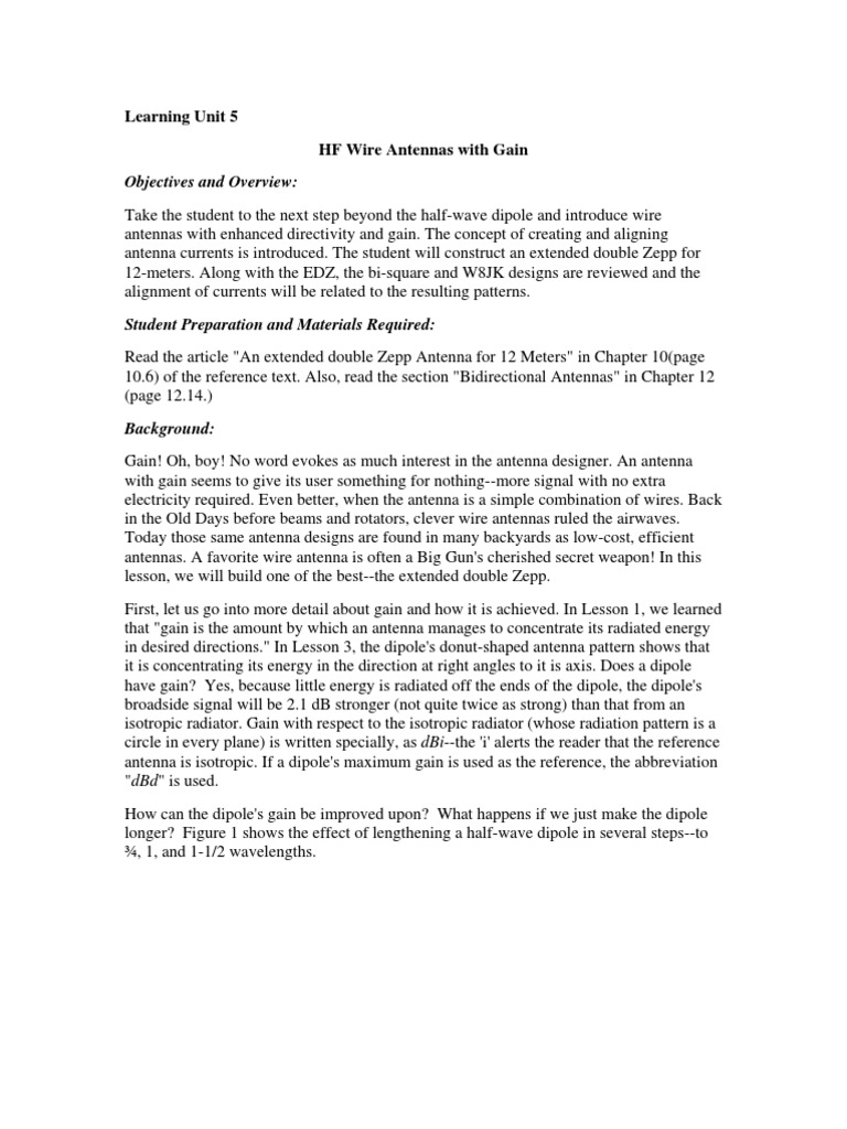 HF Wire Antennas With Gain | PDF | Antenna (Radio) | Coaxial Cable