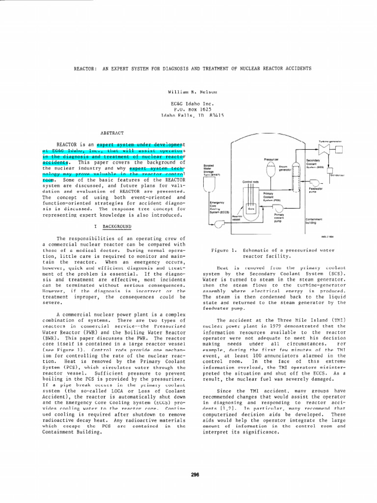 An Expert System For Diagnosis and Treatment of Nuclear Reactor ...