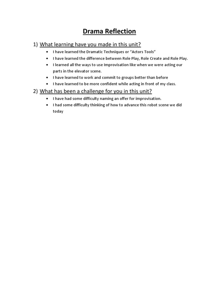 Drama Reflection | PDF