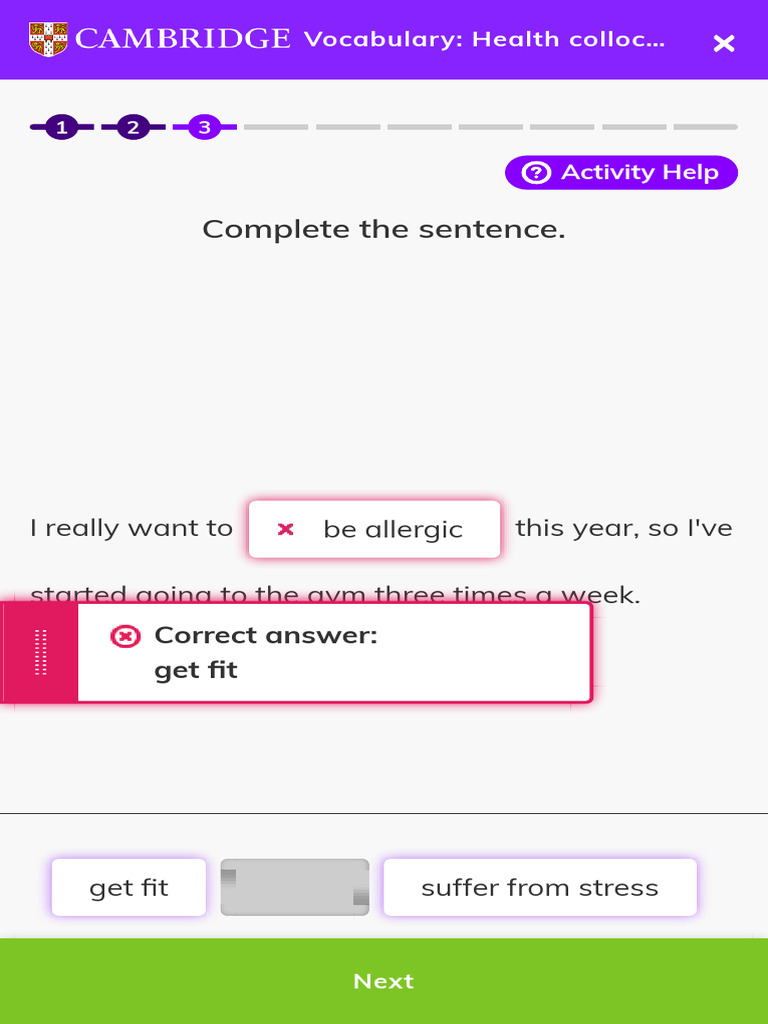 Vocabulary Health Collocations 1 Cambridge One 2 | PDF
