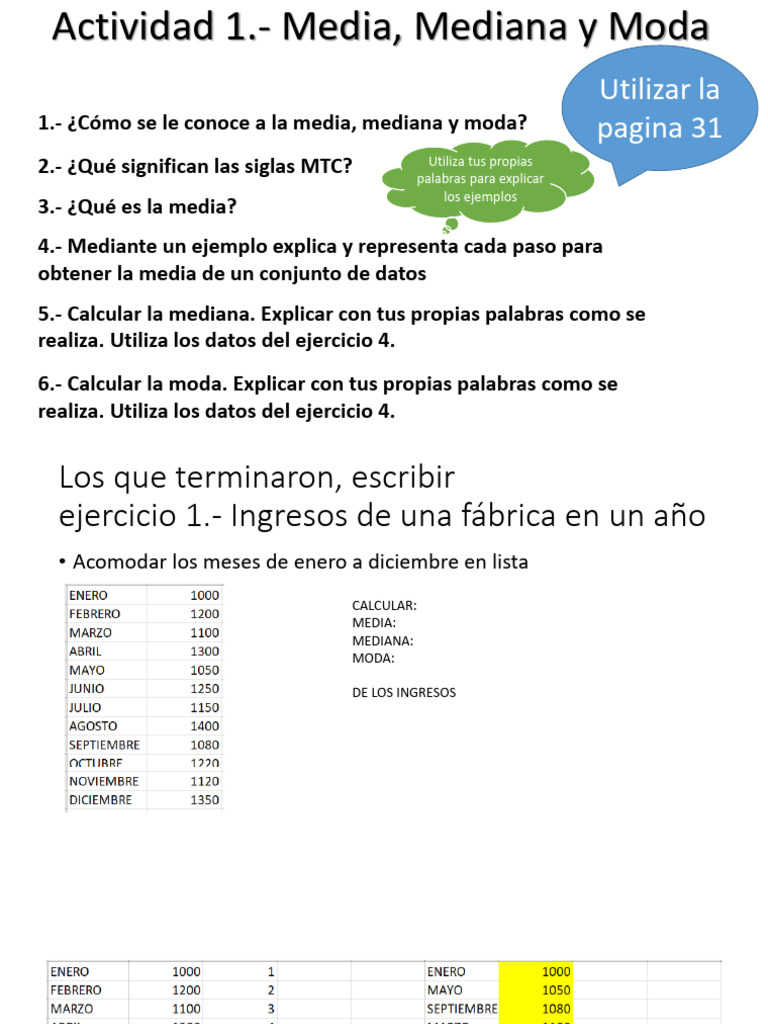 Media, Mediana y Moda: Ejercicios Prácticos | PDF