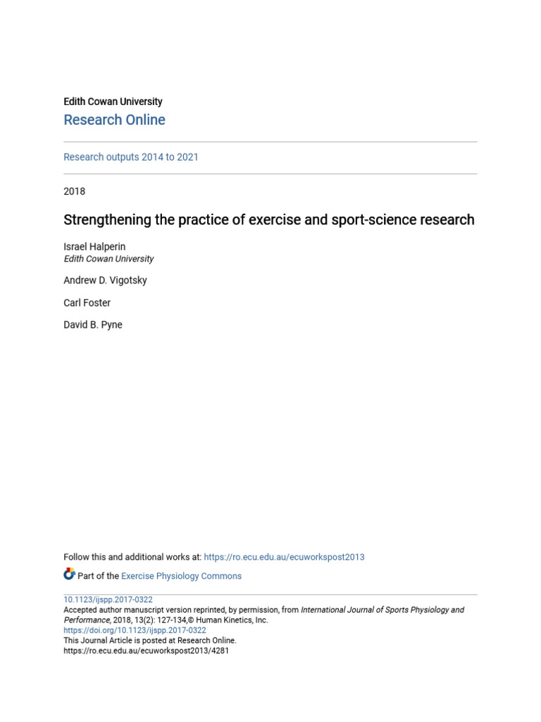 Strengthening The Practice of Exercise and Sport-Science Research | PDF ...