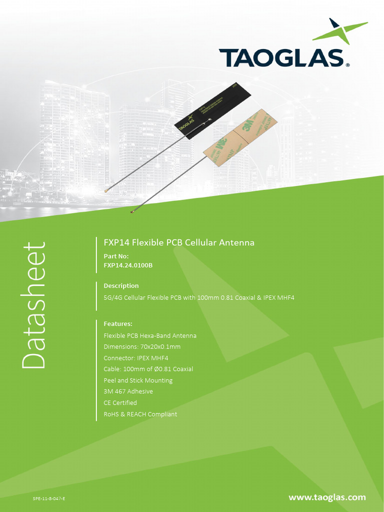 Taoglas FXP14.24.0100B Datahseet | PDF | 4 G | Antenna (Radio)