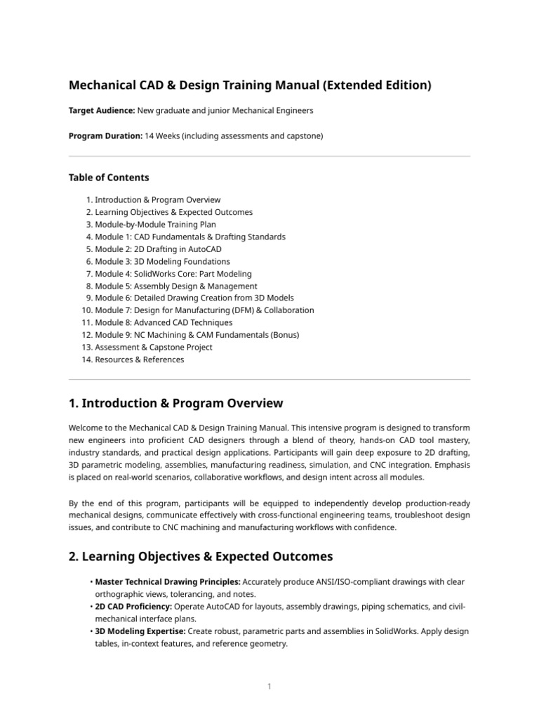 Mechanical CAD Training Manual | PDF | Computer Aided Design ...