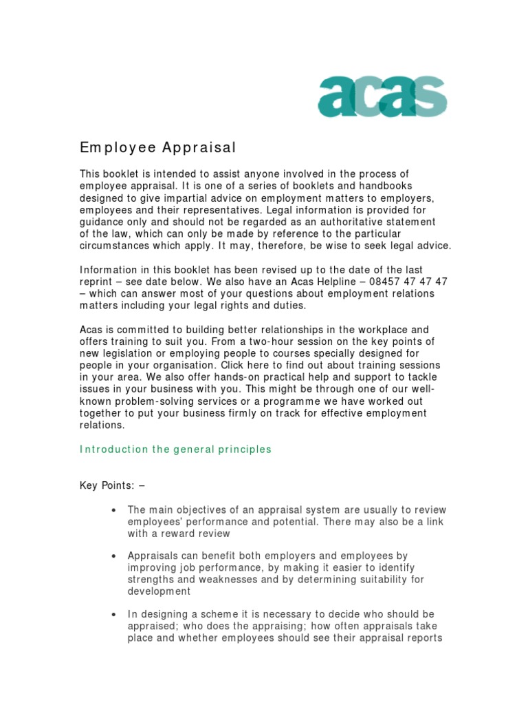 Appraisal Guide - ACAS | PDF | Performance Appraisal | Employment