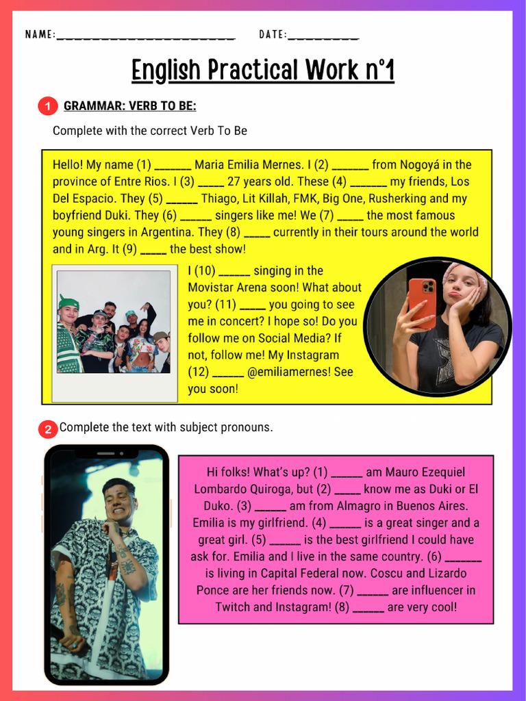 1ro English Practical Work | PDF