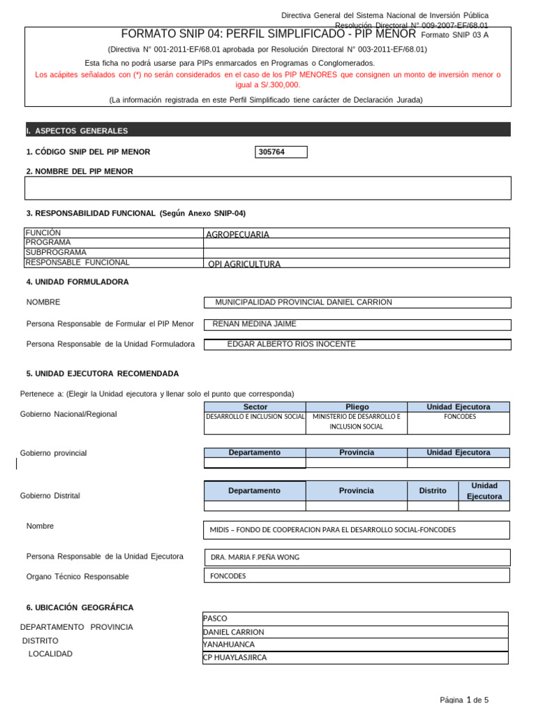 FORMATO-SNIP-04 - Corregido | PDF | Agricultura | Mercado (economía)