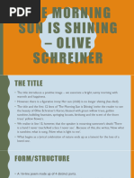The Morning Sun Is Shining-Olive-Schreiner | PDF | Poetry | Grief