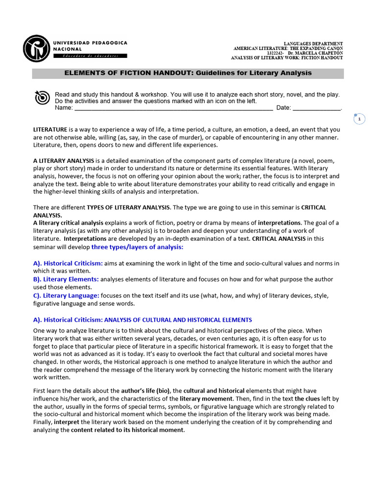 1 Literary Analysis Handout 2025 | PDF | Narration | Irony