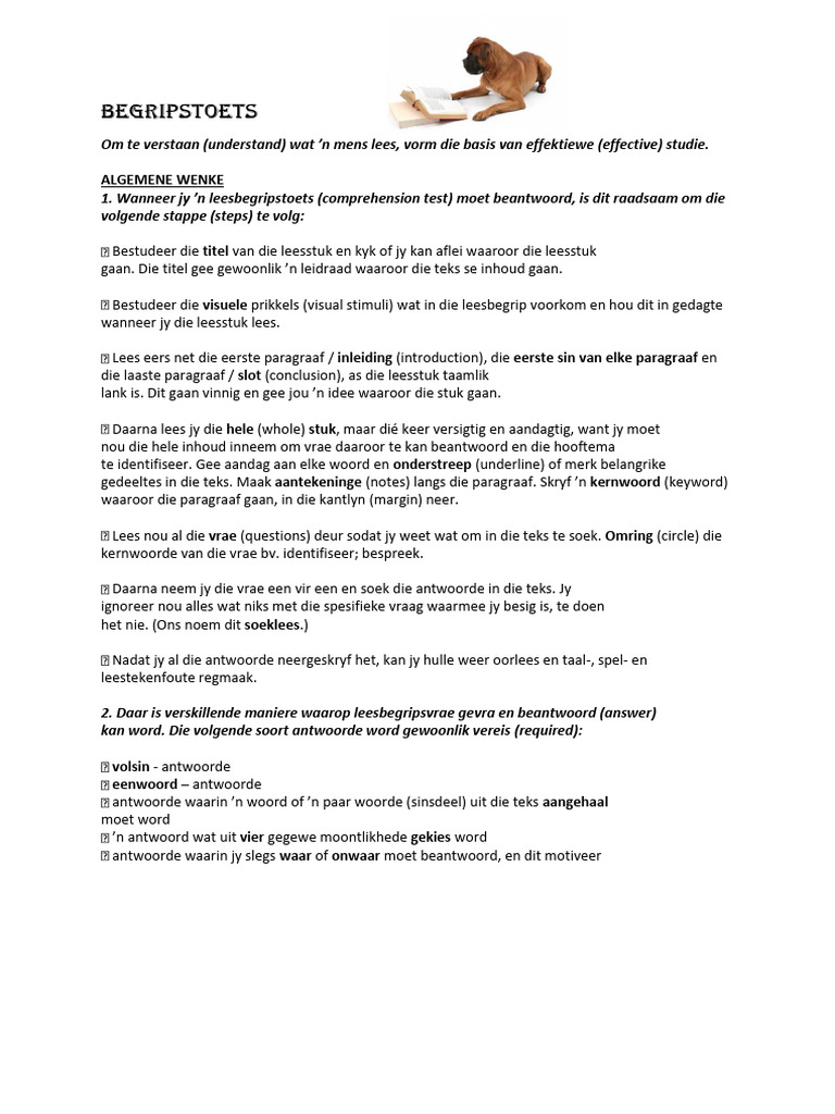 Begripstoets Wenke | PDF
