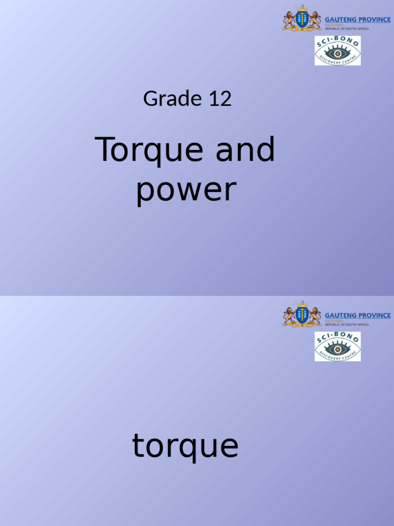 Grade 12 Lesson 5 Presentation | PDF | Torque | Force