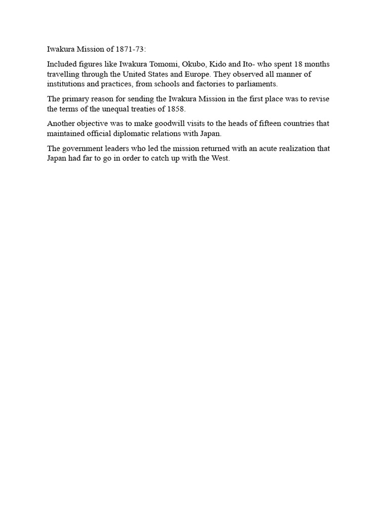 Iwakura Mission: Japan's 1871 Diplomatic Journey | PDF