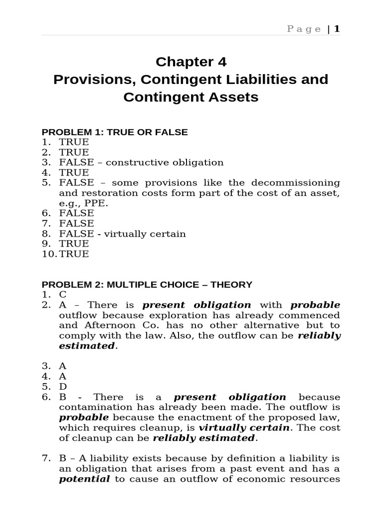 Provisions and Contingent Liabilities Guide | PDF | Expense | Lawsuit