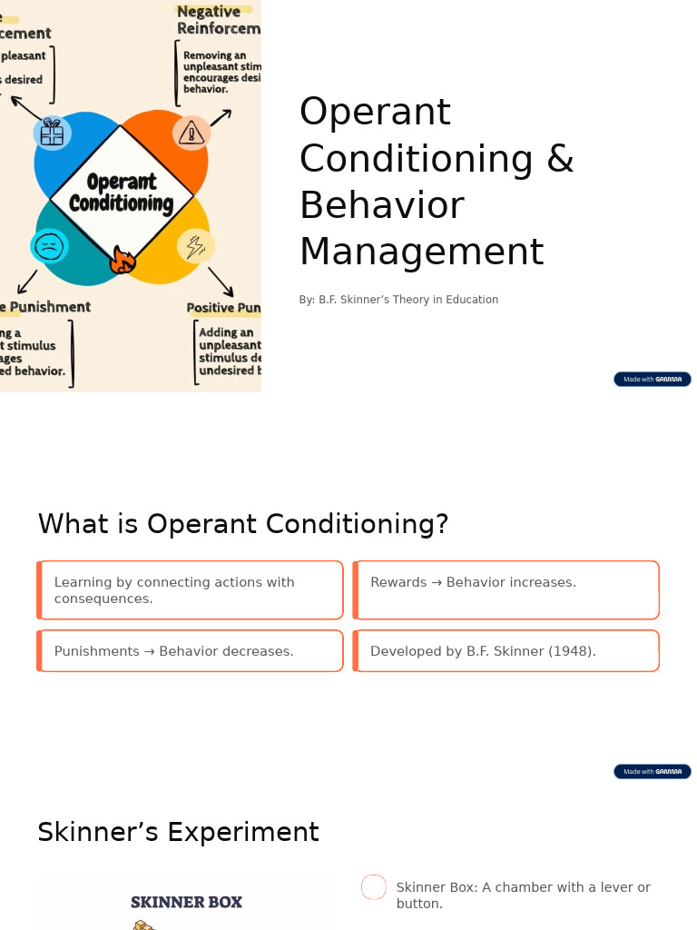 Operant Conditioning and Behavior Management | PDF | Reinforcement | Punishments
