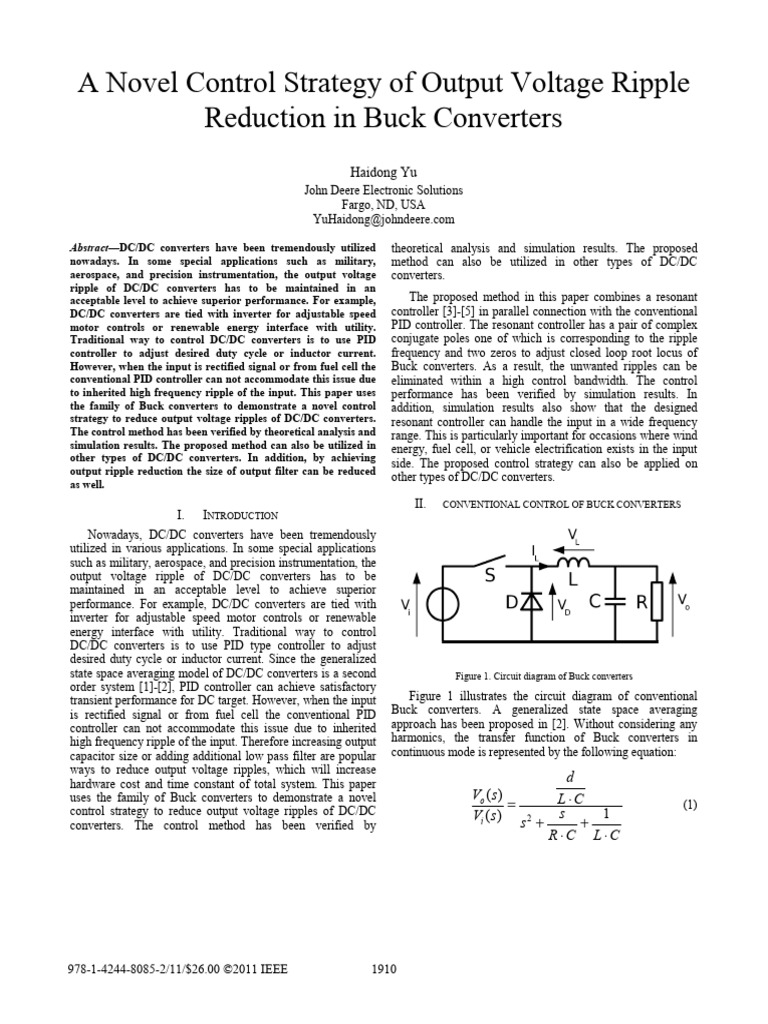 A Novel Control Strategy of Output Voltage Ripple Reduction in Buck ...