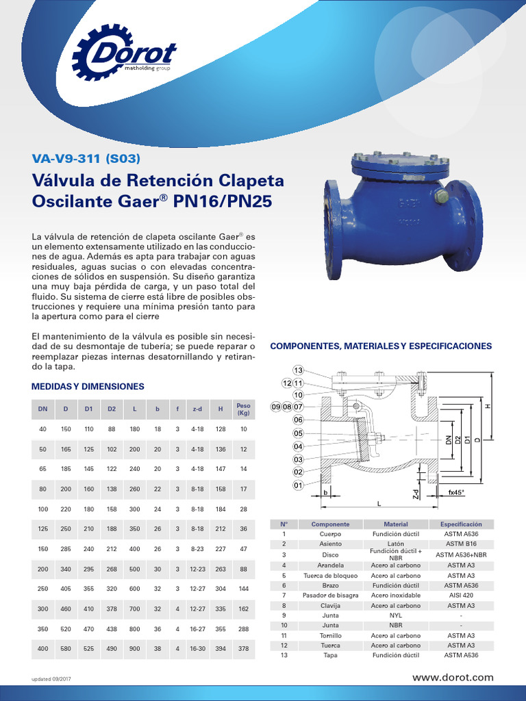 Gaer-Válvula-Retención-Clapeta-Oscilante-Spa (1) | PDF | Elementos ...