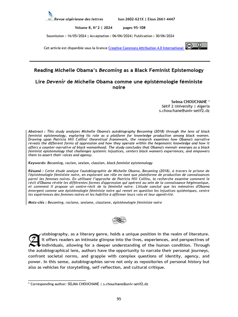 Michelle Obama's Becoming: A Black Feminist Lens | PDF ...