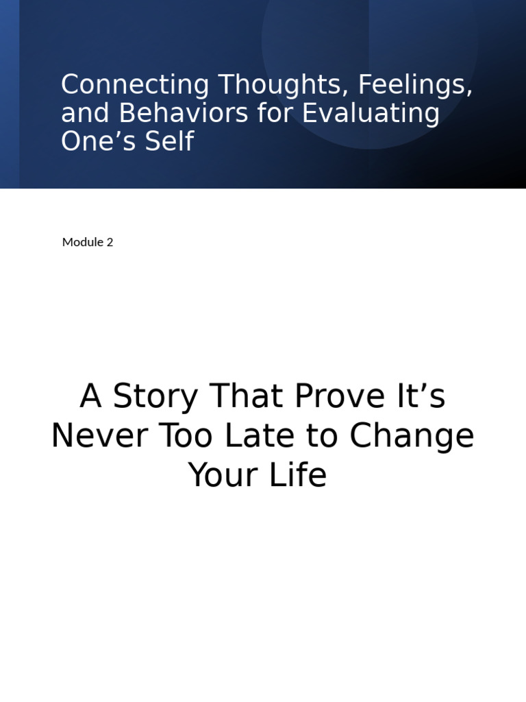 Module 2 Thoughts Feelings and Behavior | PDF | Behavior Modification | Social Psychology