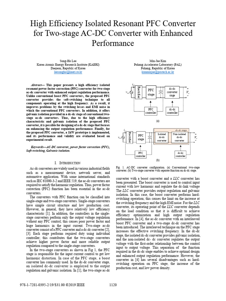 High Efficiency Isolated Resonant PFC Converter For Two-Stage AC-DC ...