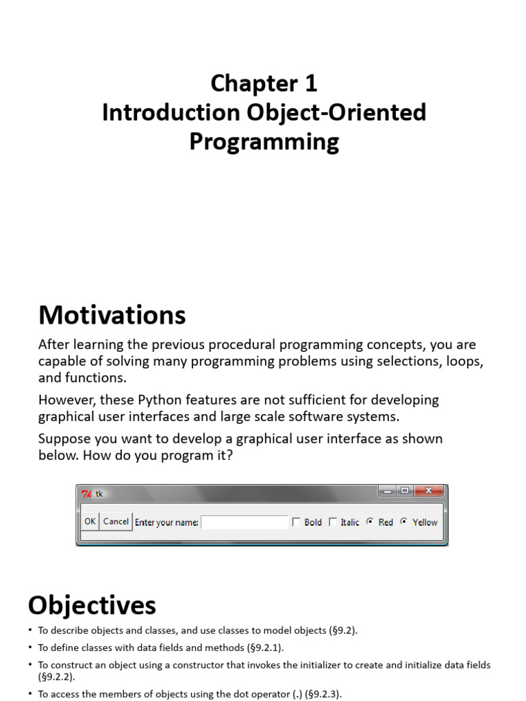 Chapter 1 - Object Oriented Programming | PDF | Method (Computer Programming) | Class (Computer ...