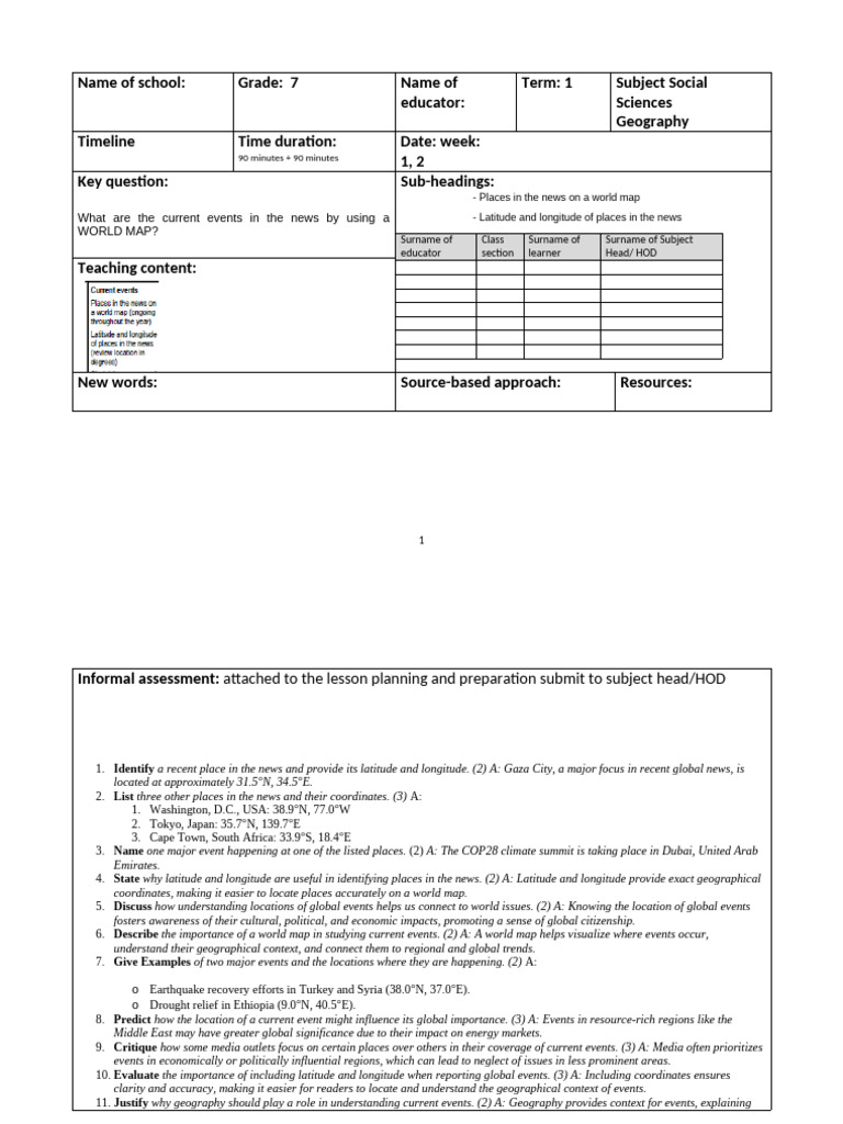 7th Grade Geography: Current Events Mapping | PDF | Climate | Geography