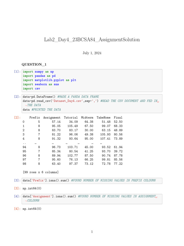 Lab2 Day4 23BCSA84 AssignmentSolution | PDF | Scatter Plot | Data Analysis