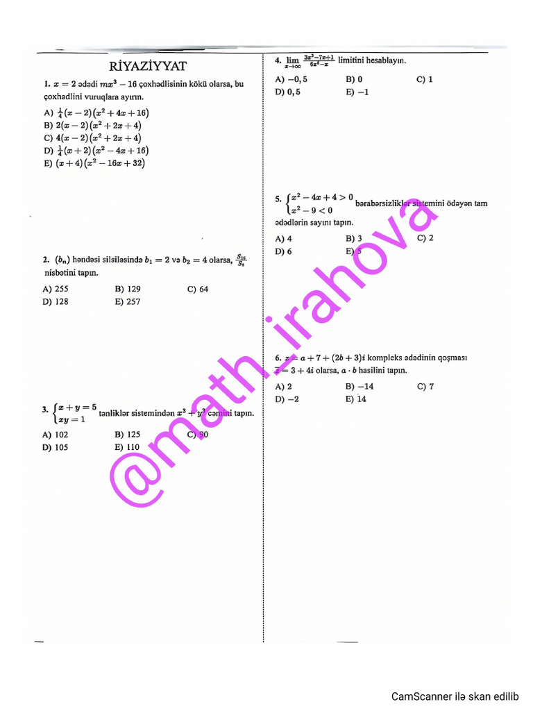 11.05.2025 Otk 11 - Ci Sinif I Blok Riyaziyyat | PDF