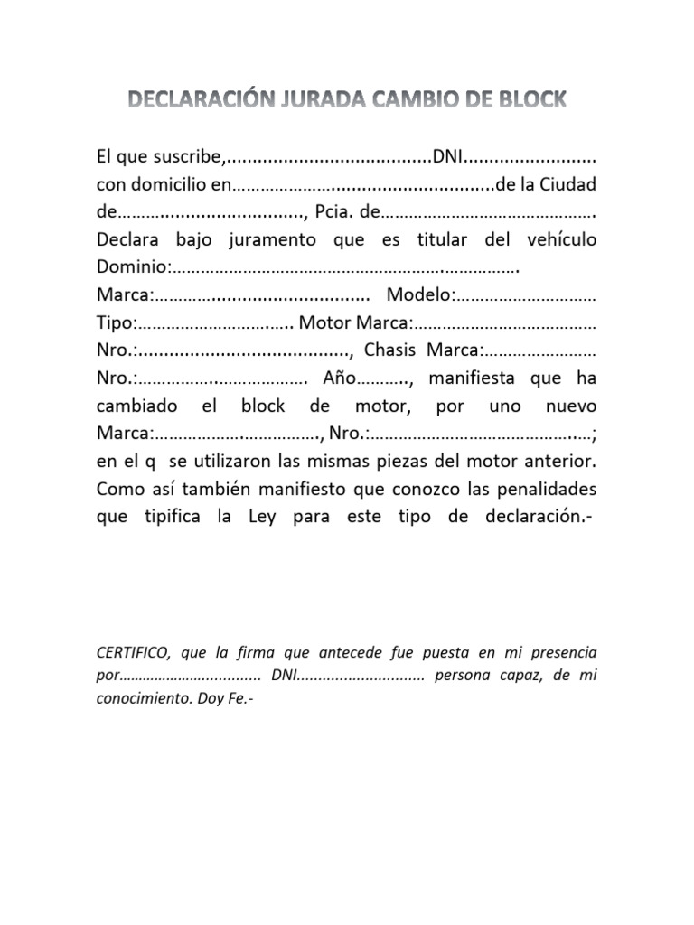 Cambio de Block Decla | PDF