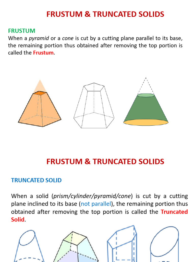 L7 PDF For Frustum and Truncated Solid | PDF | Geometry | Euclidean ...
