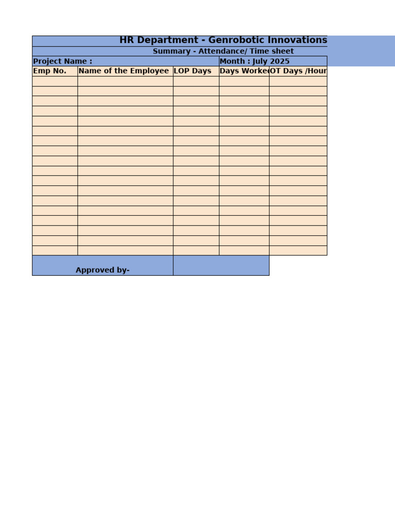 July 2025 Attendance Summary | PDF