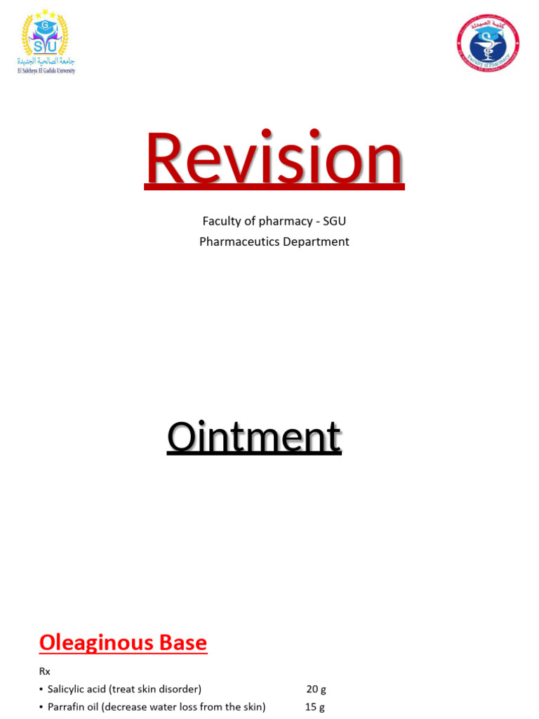 Ointment and Cream Formulations Guide | PDF | Sodium Hydroxide | Chemistry