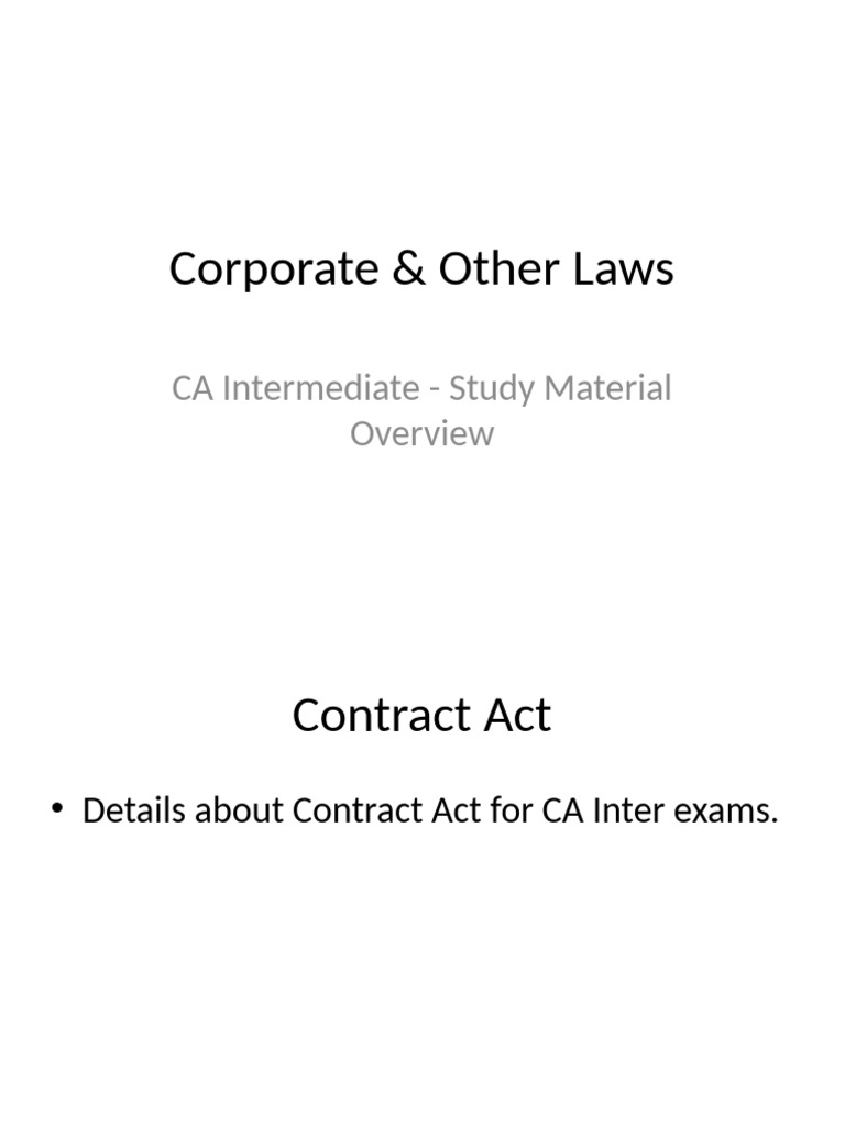 CA Intermediate Law Exam Guide | PDF