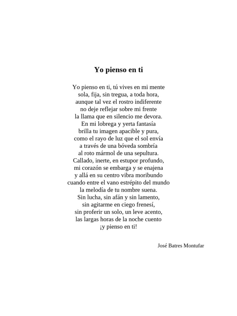 Poema "Yo pienso en ti" de Montúfar | PDF