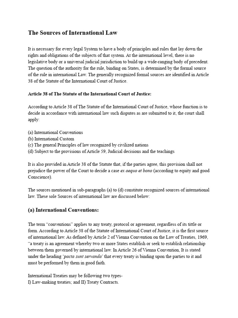 The Sources of International Law | PDF | International Law | Treaty