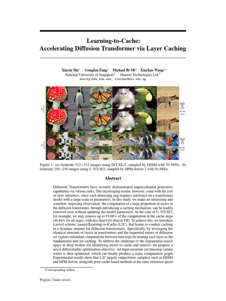 2406.01733-Learning-to-Cache Accelerating Diffusion Transform | PDF | Data Compression ...