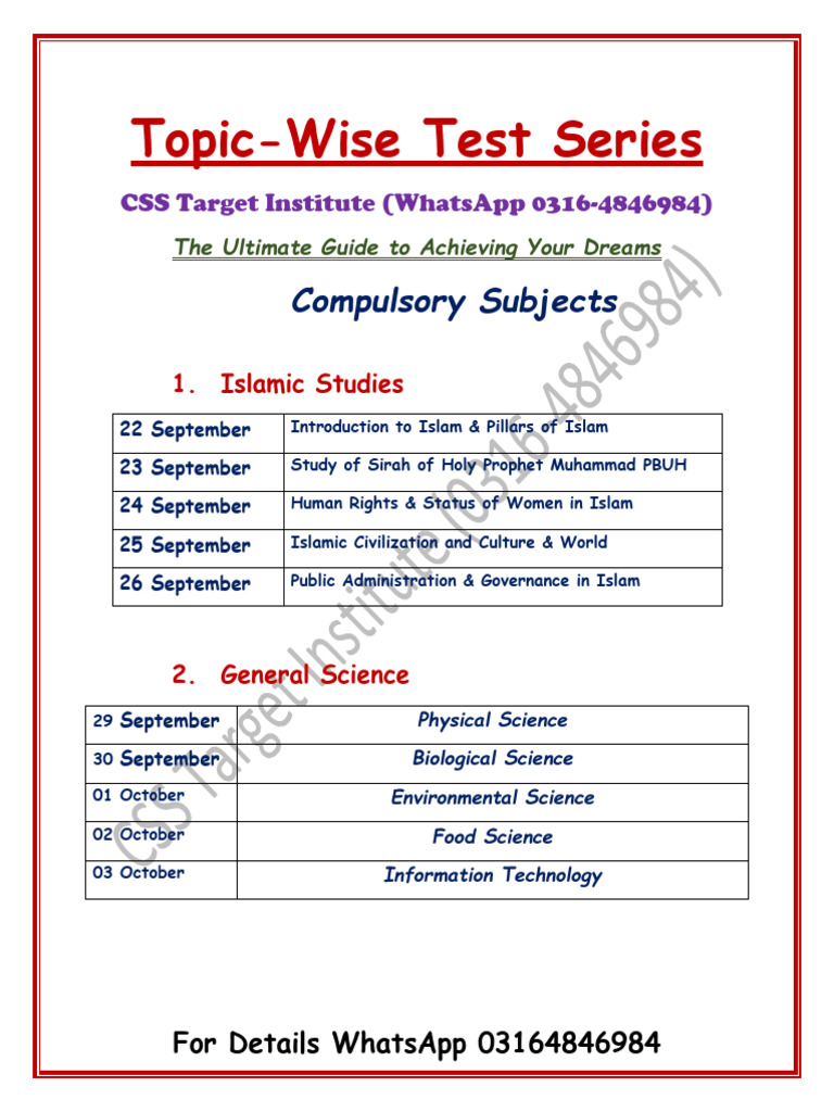 CSS 2026 Topic-Wise Test Series | PDF | Pakistan