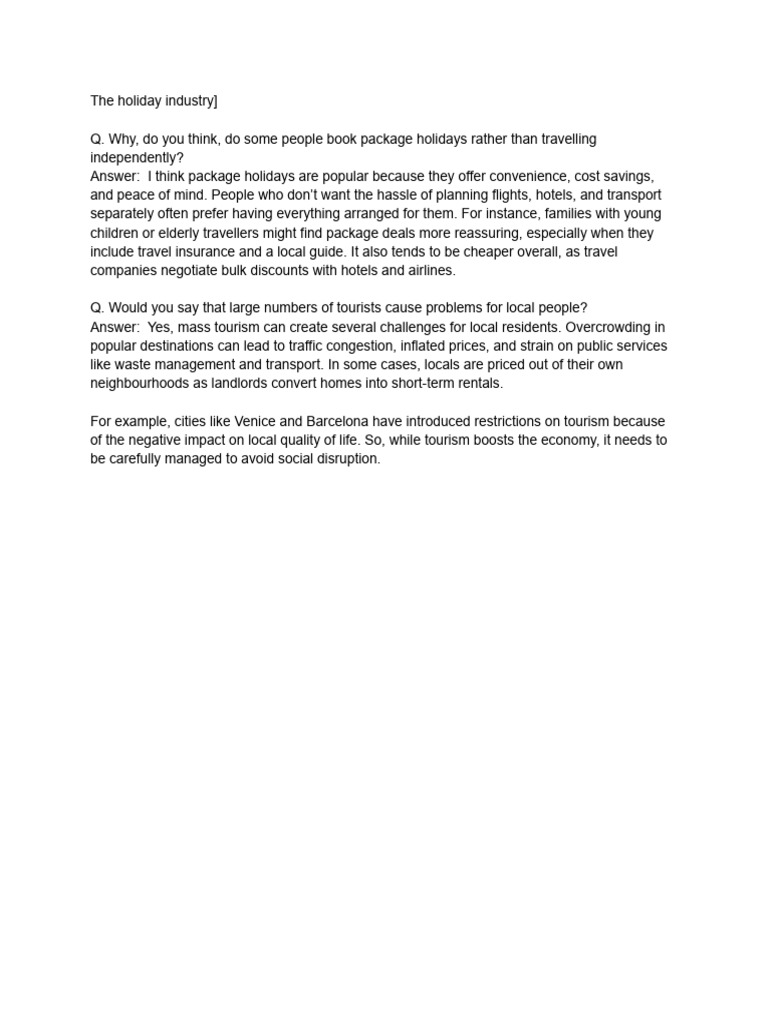 Impact of Package Holidays on Tourism | PDF