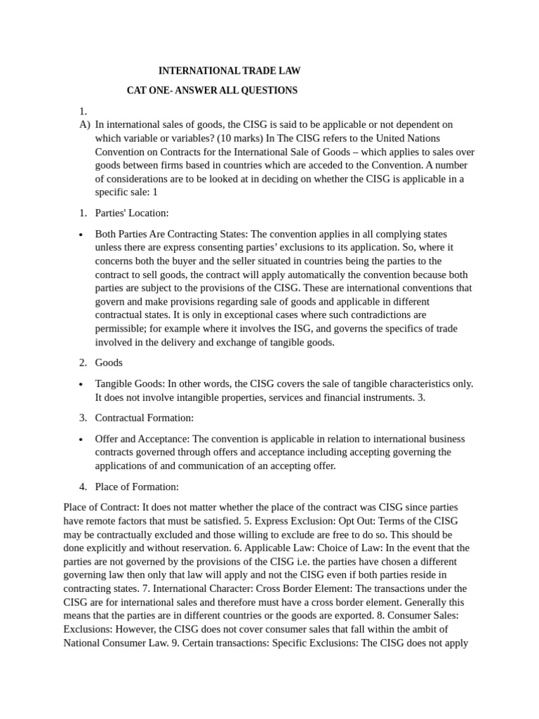 International Trade Law Cat 1 | PDF | World Trade Organization | Breach Of Contract